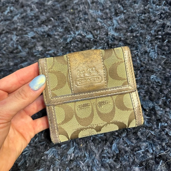 Coach | Bags | Vintage Coach Signature Canvas Leather Wallet | Poshmark